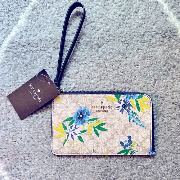 kate spade | Accessories | Nwt Kate Spade Tan And Blue Card Holder ...